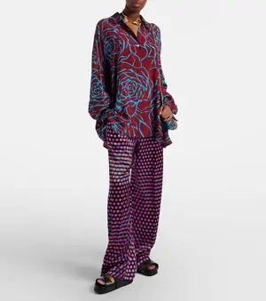 Dries Van Noten Polka-dot Silk Wide-leg Trousers - Black