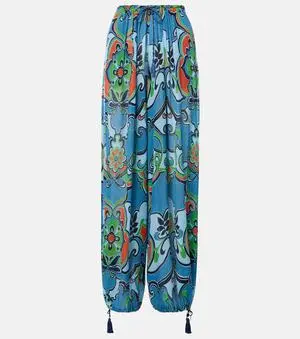 Etro Printed Wide-leg Silk Blend Trousers