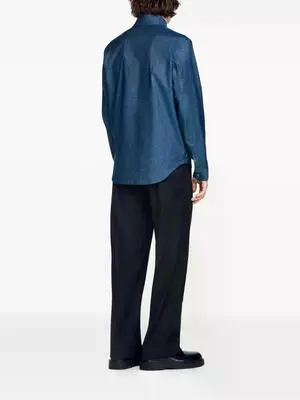 Sandro Denim-effect Cotton And Linen Shirt - Blue