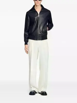 Sandro Zip-up Leather Jacket - Black