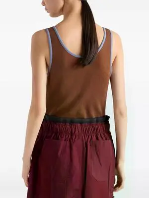 Prada Cotton Tank Top With Enamelled Triangle Logo - Brown