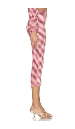 AEXAE Linen Capri Trousers In Gingham - Red