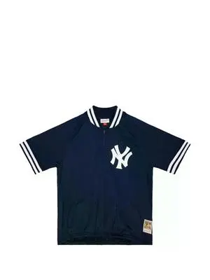 Mitchell & Ness 1988 New York Yankees Stripe-collar Half-zip Polo Shirt - Blue