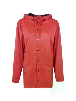 Rains Hooded Jacket With Press-stud Fastening - Red