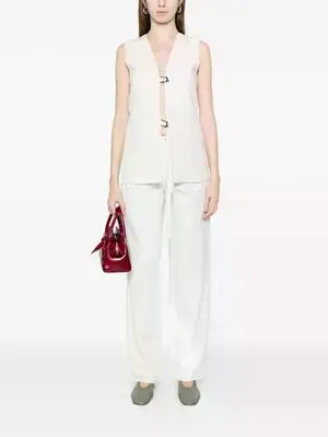 Patrizia Pepe Sleeveless V-neck Gilet With Tie Detail - Neutrals