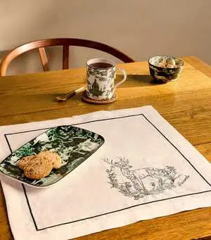 Harrods Bone China Toile Mug - Green