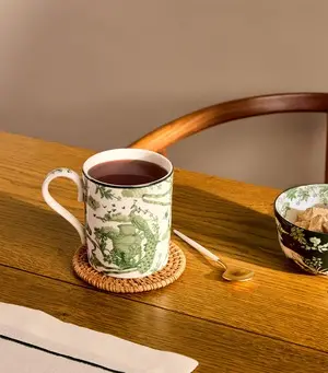 Harrods Bone China Toile Mug - Green