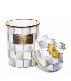 MACKENZIE-CHILDS Medium Sterling Check Canister - Silver