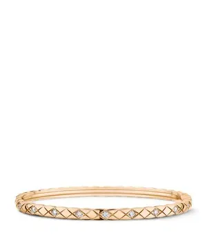 Chanel 18k Gold Diamond Coco Crush Bangle - Beige