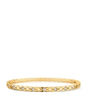 Chanel 18k Gold Diamond Coco Crush Bangle - Yellow