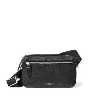 ASPINAL OF LONDON Leather Reporter Compact Belt Bag - Black