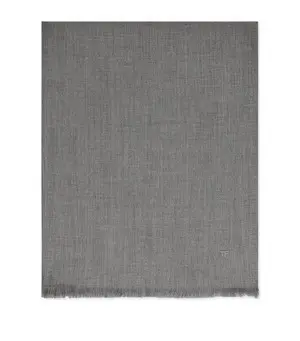 TOM FORD Cashmere-silk Logo Scarf - Grey