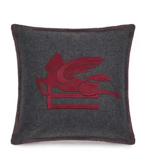 Etro Wool-blend Embroidered Ribot Cushion Grey