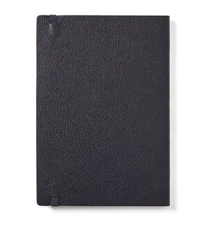 ASPINAL OF LONDON Grained Leather Bound A5 Notebook - Navy