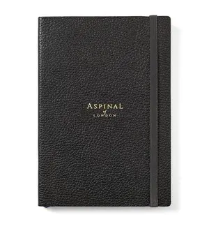 ASPINAL OF LONDON Grained Leather Bound A5 Notebook - Black