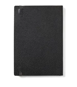ASPINAL OF LONDON Grained Leather Bound A5 Notebook - Black
