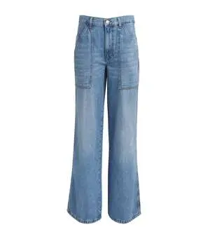 Sandro Wide-leg Jeans With Cargo Pockets - Blue