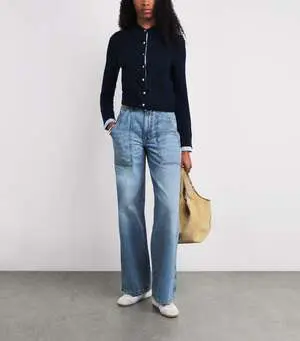 Sandro Wide-leg Jeans With Cargo Pockets - Blue