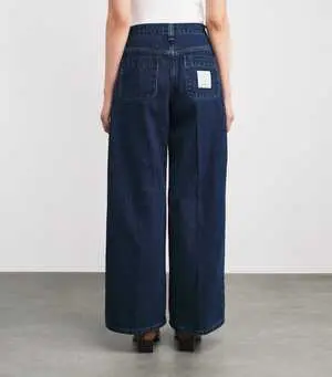 Sandro Wide-leg Jeans With Buttoned Pockets - Blue