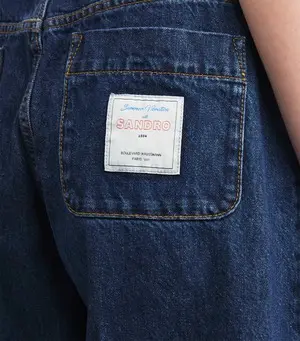 Sandro Wide-leg Jeans With Buttoned Pockets - Blue