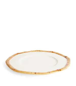 LES-OTTOMANS Ceramic Bamboo Plate - Neutral