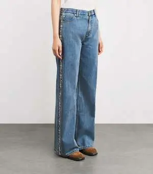 Sandro Embellished Wide Leg Jeans