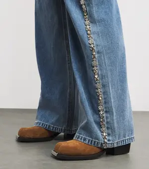 Sandro Embellished Wide Leg Jeans