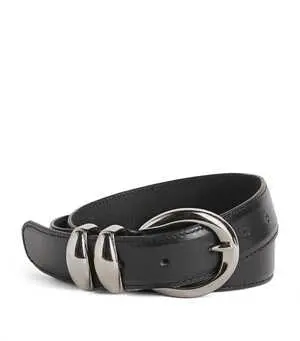 Sandro Leather Belt With Silver-tone Hardware - Black