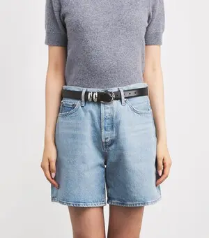 Sandro Leather Belt With Silver-tone Hardware - Black
