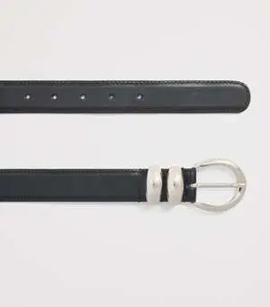 Sandro Leather Belt With Silver-tone Hardware - Black