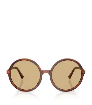 Miu Miu Acetate Oversized Round Sunglasses - Brown