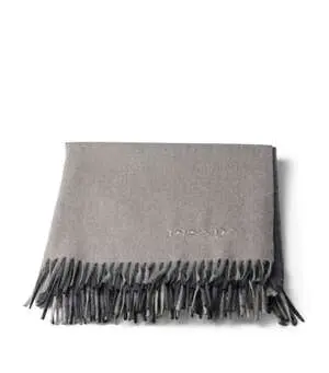 Prada Wool-cashmere Two-tone Throw - Grey