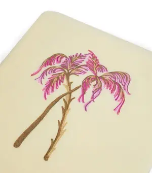 Loretta Caponi Virgin Wool Pink Palm Throw - Neutral