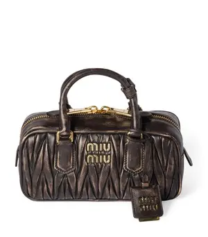 Miu Miu Matelassé Leather Arcadie Top-handle Bag - Brown