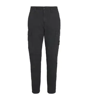 Stone Island Stretch-cotton Cargo Trousers - Black