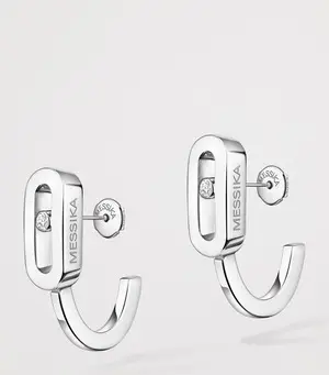 Messika Move Uno White Gold And Diamond Mini Hoop Earrings