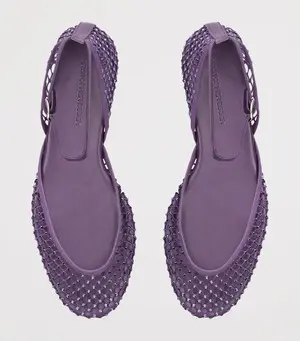Christopher Esber Buckled Embellished Mesh Ballet Flats