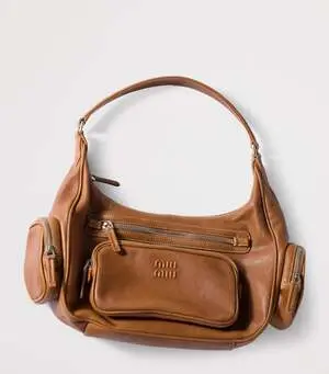 Miu Miu Nappa Leather Pocket Top-handle Bag - Brown