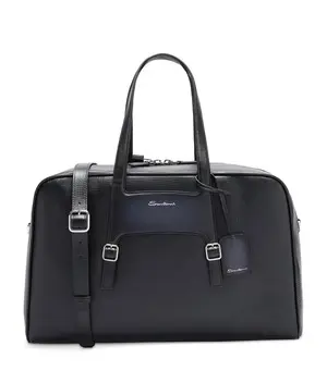 Santoni Leather Weekend Bag - Black