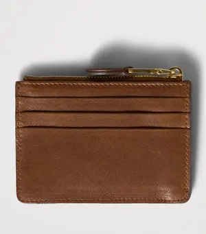 Miu Miu Nappa Leather Embossed Card Holder - Brown