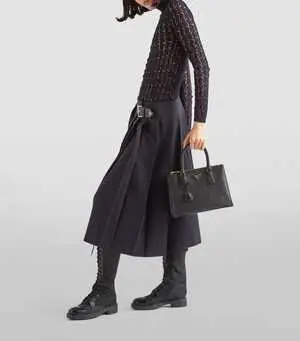 Prada Medium Leather Galleria Top-handle Bag - Black
