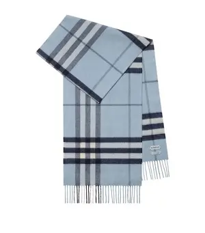 Burberry Cashmere Check Scarf Blue