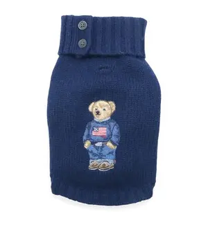 Ralph Lauren Wool-cashmere Dog Sweater With Polo Bear Embroidery - Navy