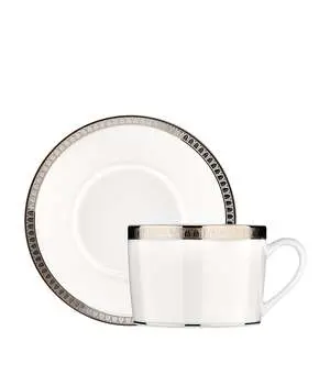 Christofle Malmaison Platinum Tea Cup And Saucer - Silver