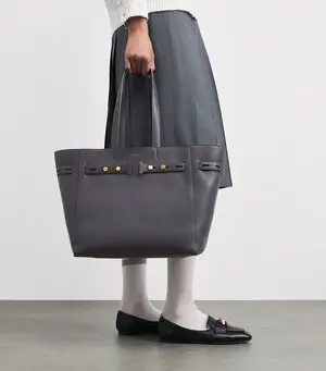 Thom Browne Leather Cabas Tote Bag