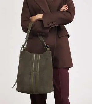 Harrods X Tusting Suede H Tote Bag - Green