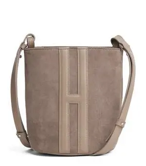 Harrods X Tusting Medium Suede H Cross-body Bag - Neutral