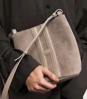 Harrods Medium Suede H Cross-body Bag - Neutral