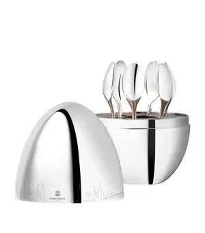 Christofle New York Mood 6-piece Espresso Spoon Set With Chest - Silver