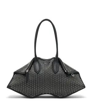 Alexander McQueen Leather Studded Manta Top Handle Bag - Black